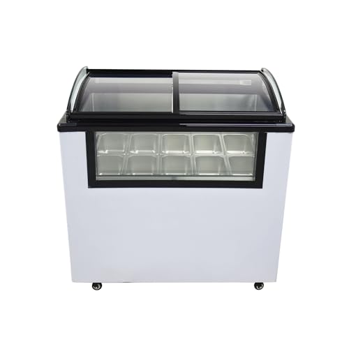 BREVELTION 10 PAN Ice Cream Showcase Ice Cream Display Cabinet 136L Freezer 110V