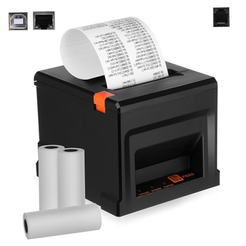 BUGUUYO Thermal Receipt Printer Thermal Printer Pos Printer Thermal Label Printer Thermal Shipping Printer Receipt Printer for Small Business Thermal Paper Printer Abs Black