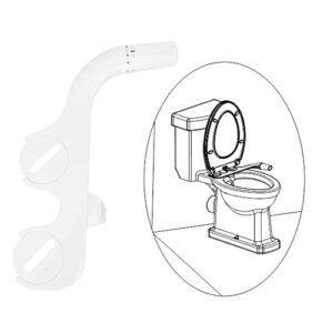 Slim Bidet 3/8 Copper Tee Non Electric Self Cleaning Dual Nozzle Toilet Attachment Hygienic Bidet for Feminine Wash White