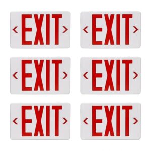 motomate red exit sign, led emergency exit light with battery backup, ac 120/277v, exit signs with emergency lights, commercial emergency lights for business - 6 pack