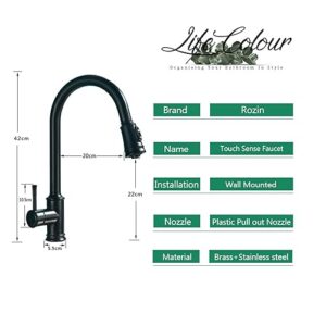 Upgrade Smart Touch Kitchen Faucet Black Vote Induction Faucet Gold/Nickel 360 Swivel Crane 2 Outlet Mixer Faucet(No Sensor Brush Gold)