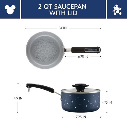 Farberware Disney Bon Voyage Ceramic Nonstick Lid, Dishwasher Safe, Saucepan (2-Quart), Blue