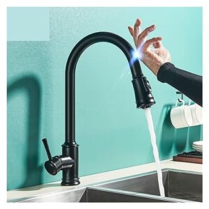 Upgrade Smart Touch Kitchen Faucet Black Vote Induction Faucet Gold/Nickel 360 Swivel Crane 2 Outlet Mixer Faucet(No Sensor Brush Gold)