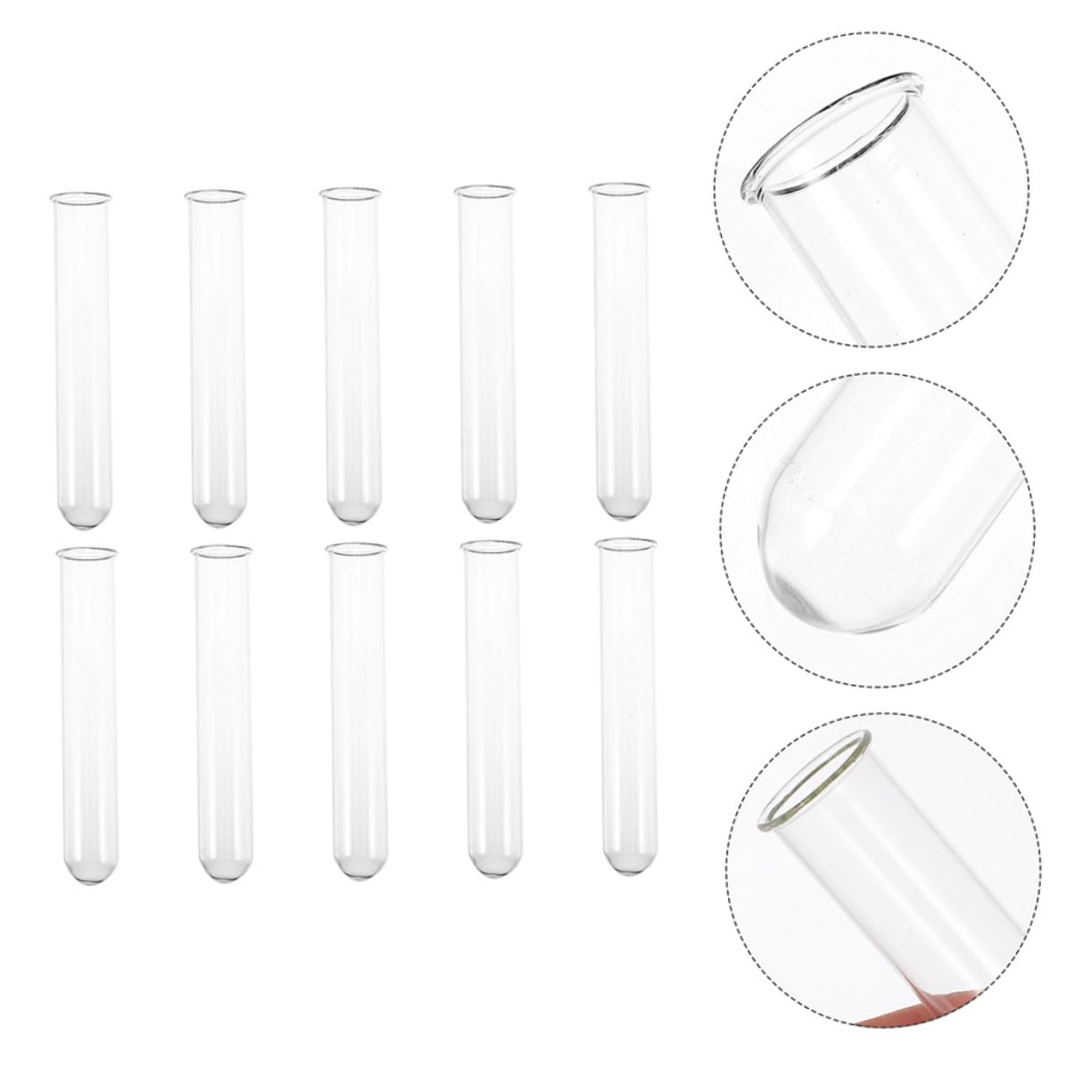 Gatuida 20pcs Crimp Test Tube Clear Tubes Scientific Experiments Test Tubes Small Vials Scientific Experiments Container Clear Test Vials Test Tubes for Experiments Storage Tubes Glass