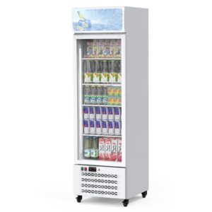 garveelife commercial merchandiser refrigerator, 11.5 cu.ft,320l beverage refrigerator cooler merchandiser, glass door display refrigerator upright fridge with 4 adjustable shelves, lightbox for shop