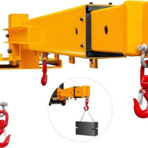 BestEquip Forklift Jib Boom Crane, Heavy Duty Fork Mounted Telescoping Crane Jib Boom 6000lbs/3T Capacity, Forklift Mobile Crane with 2 Hooks for Warehouse or Factories