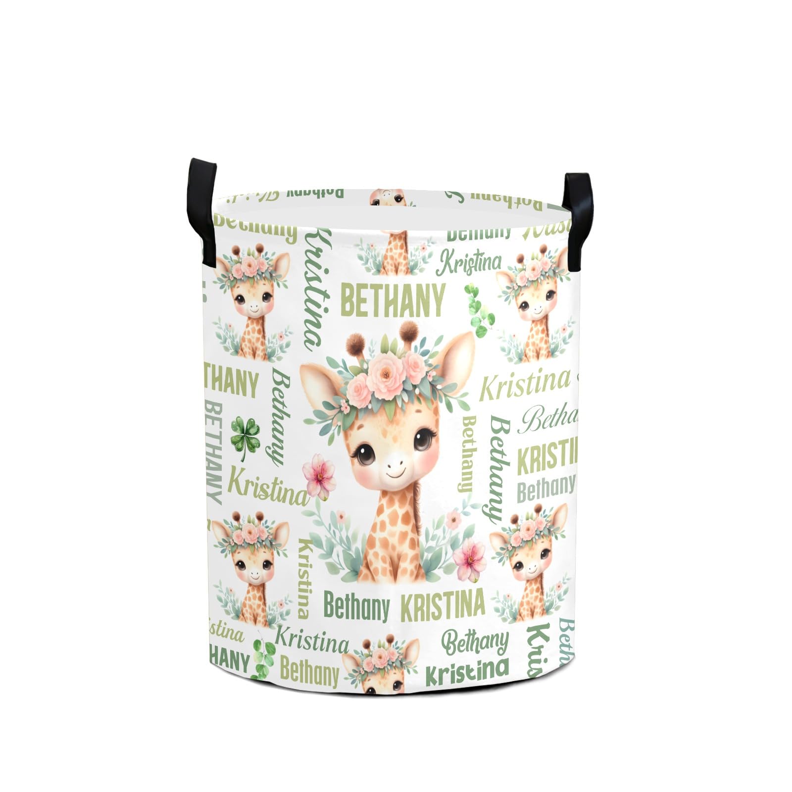 Laundry Storage Basket Name Text, Giraffe Laundry Hamper Laundry Bag Waterproof Clothes Bin Collapsible, Clothes Hamper for Bathroom, Laundry, College