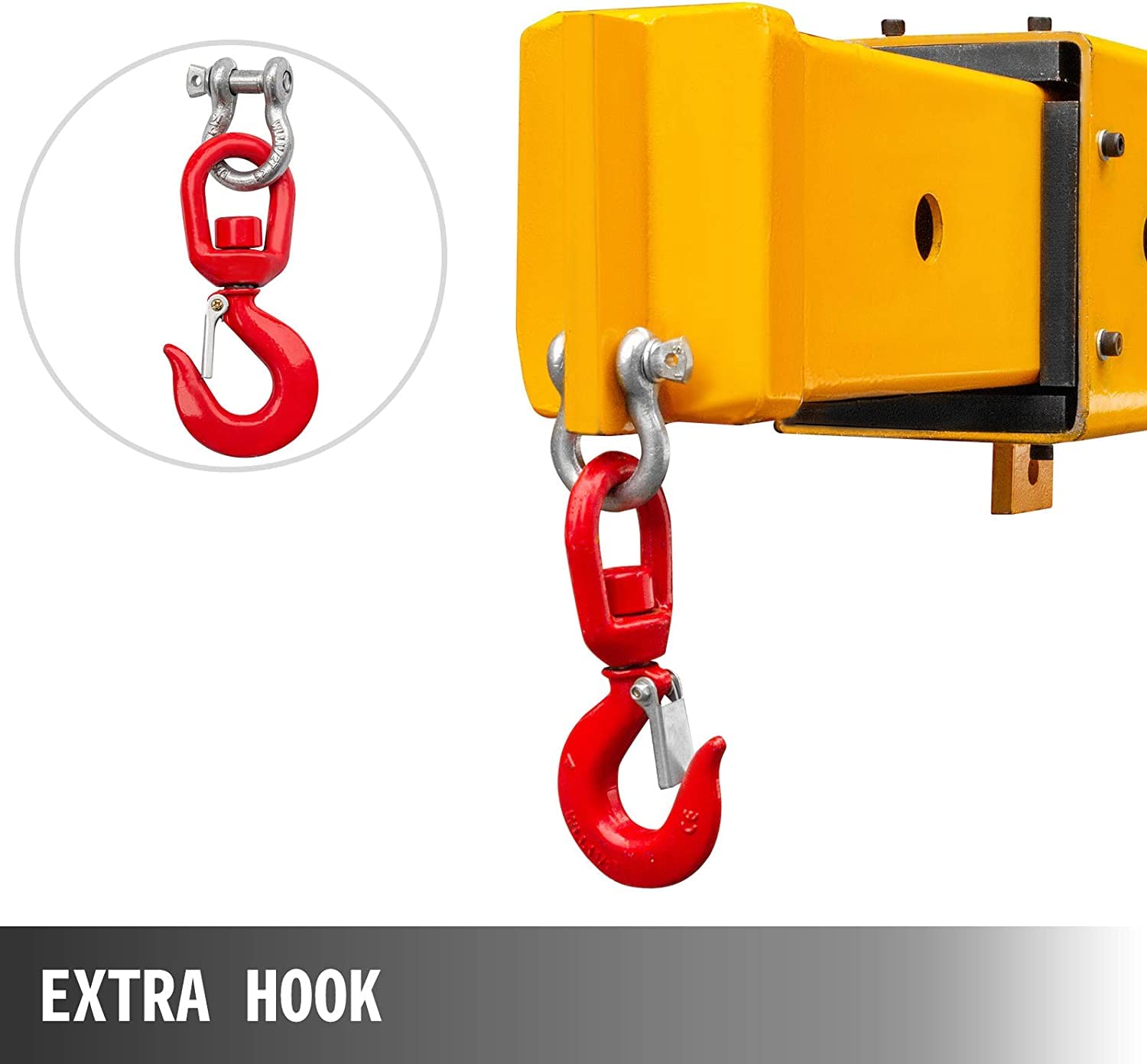 BestEquip Forklift Jib Boom Crane, Heavy Duty Fork Mounted Telescoping Crane Jib Boom 6000lbs/3T Capacity, Forklift Mobile Crane with 2 Hooks for Warehouse or Factories