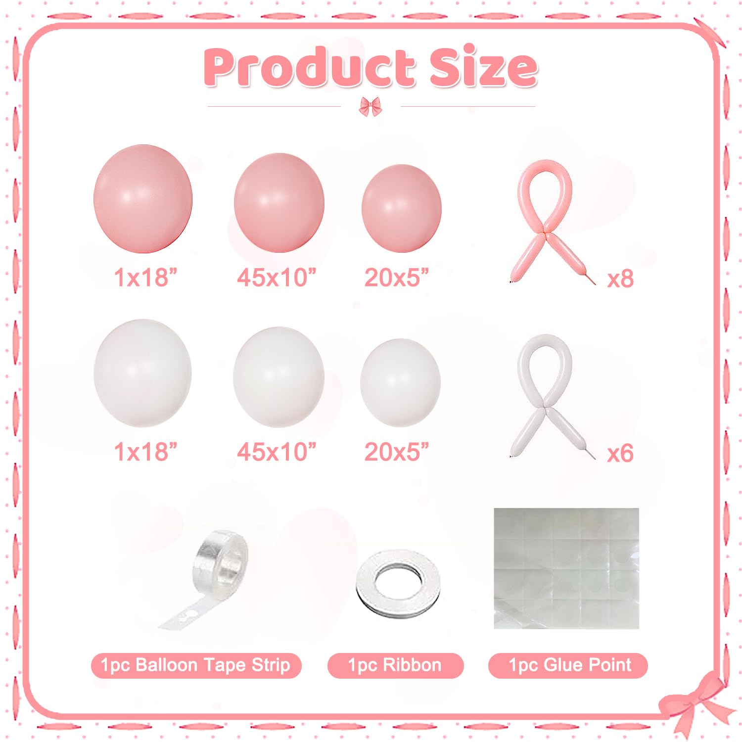 146 Pcs Coquette Birthday Decorations Pink Bow Balloons Arch Kit, Bow Balloons Coquette Pink and White Balloons Garland, Pink Bow Party Decoration for Birthday Baby Shower Wedding