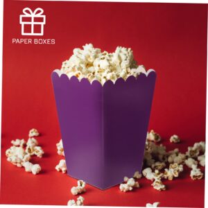 GRIRIW 50pcs Boxes Popcorn Box Kraft Paper Container Popcorn Cups Cardboard Candy Container Snack Containers Snack Candy Popcorn Buckets for Theater Snack Bag Purple 250g White Cardboard