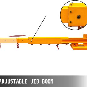 BestEquip Forklift Jib Boom Crane, Heavy Duty Fork Mounted Telescoping Crane Jib Boom 6000lbs/3T Capacity, Forklift Mobile Crane with 2 Hooks for Warehouse or Factories