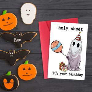 GlightG Cute Ghosts Halloween Birthday Card for Women Men, Cute Halloween Birthday Gift Card for Kids Friends, Humorous Birthday Gifts for Him Her