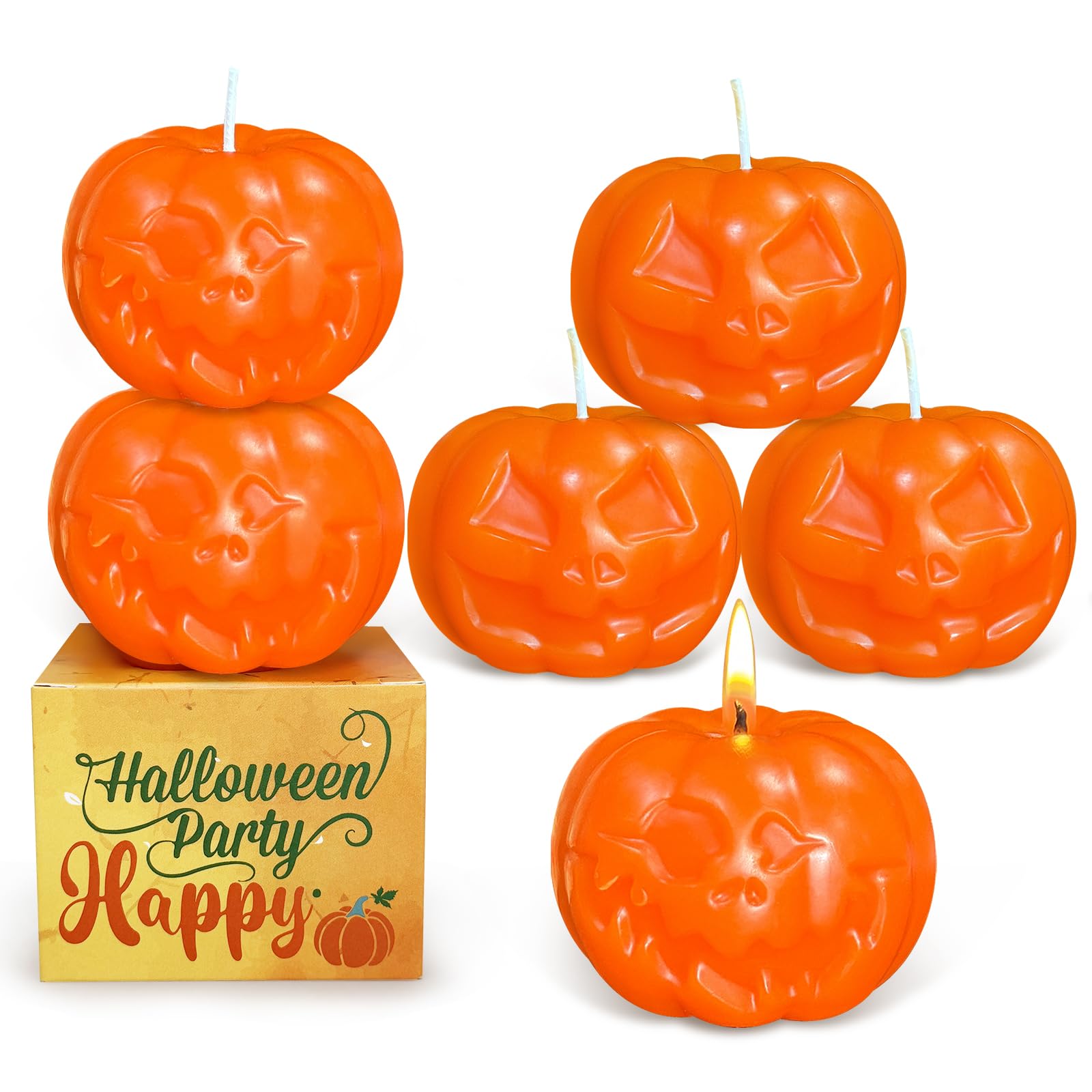 Pumpkin Shaped Candles Wax Set of 6 Thanksgiving Fall Candles Pumpkin Tealight Candles Home Decor Pumpkin Candle Handmade Wax Candle for Bedroom Bathroom Party