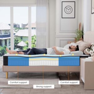 Queen Mattress, 10 Inch Memory Foam Hybrid Queen Size Mattress in a Box, Individual Pocket Spring Breathable Comfortable for Sleep Supportive, Medium Firm Mattresses, RV Mattress (Queen 10'')