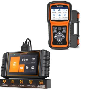 foxwell hd500 heavy duty truck scanner with dpf regen/injector cutoff/limit setting + foxwell nt630 plus obd2 scanner with abs and srs