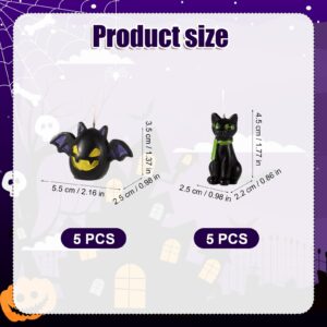 10pcs Halloween Candles, Black Cat and Bat Candle Halloween Decorative Themed Candle Cute Spooky Wax Mini Candles Gift for Cat Lovers Halloween Birthday Home Party Office Bedroom Table Decor