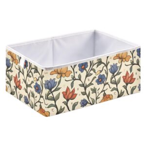 YMGQYJ Flat Floral Collapsible Storage Cube, Foldable Closet Organizers Storage Bins with Support Board for Shelf Closet Cabinet 11×11×11 IN