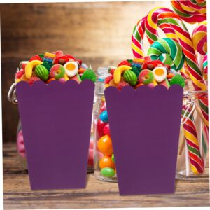 GRIRIW 50pcs Boxes Popcorn Box Kraft Paper Container Popcorn Cups Cardboard Candy Container Snack Containers Snack Candy Popcorn Buckets for Theater Snack Bag Purple 250g White Cardboard