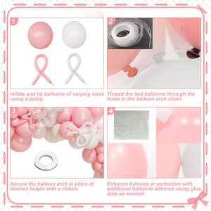 146 Pcs Coquette Birthday Decorations Pink Bow Balloons Arch Kit, Bow Balloons Coquette Pink and White Balloons Garland, Pink Bow Party Decoration for Birthday Baby Shower Wedding