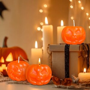 Pumpkin Shaped Candles Wax Set of 6 Thanksgiving Fall Candles Pumpkin Tealight Candles Home Decor Pumpkin Candle Handmade Wax Candle for Bedroom Bathroom Party