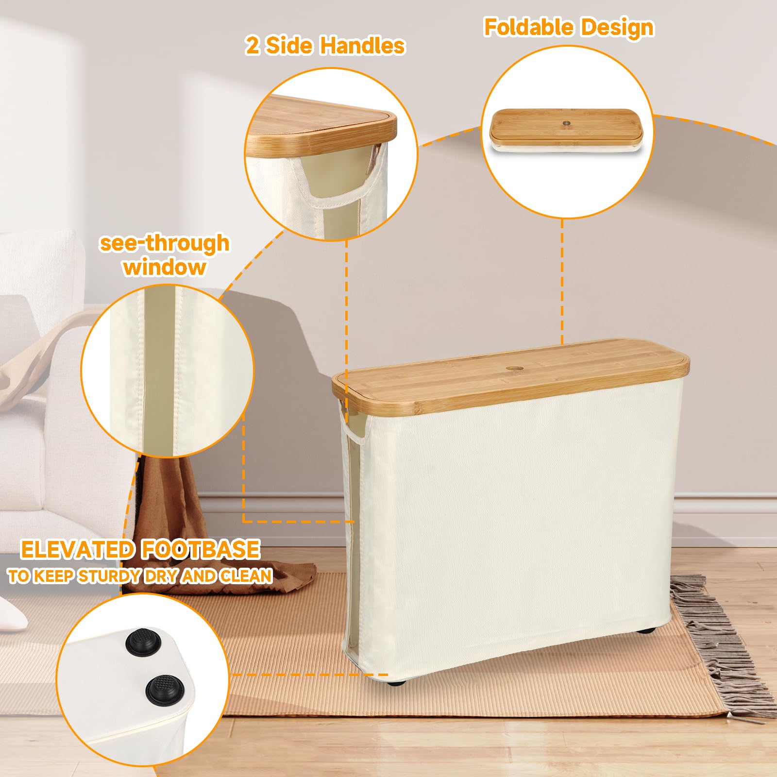 Toilet Paper Storage,Toilet Paper Basket with Bamboo Lid,Bathroom Toilet Paper Storage Organizer,Free Standing Toilet Paper Holder Up to 9 Mega Rolls,Toilet Paper Storage Box Container with Handle