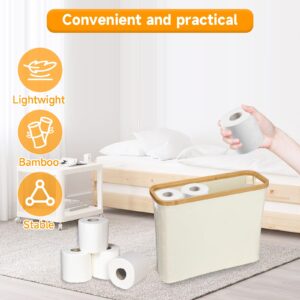 Toilet Paper Storage,Toilet Paper Basket with Bamboo Lid,Bathroom Toilet Paper Storage Organizer,Free Standing Toilet Paper Holder Up to 9 Mega Rolls,Toilet Paper Storage Box Container with Handle