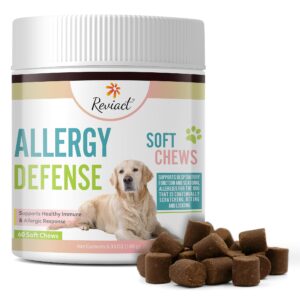 reviact allergy and immune chews for dogs – itch and allergy relief for dogs with probiotics, digestive enzymes – pet allergy chews for gut and immune support – chewable dog allergy treats - 60 count