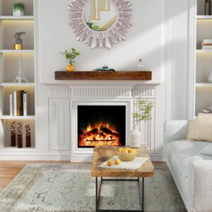 LOVMOR Floating Fireplace Mantel-60in Wood Mantels for Over Fireplace,Wall Mount Fireplace Mantel Shelves,Natural Mantels Over Fireplace | 60" x 8" x 5"-Wood Brown