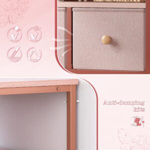 EnHomee Pink Dresser for Bedroom Dresser with 7 Drawers & 2 Shelves,Fabric Dressers & Chests of Drawers for Room, Closet,Lightweight