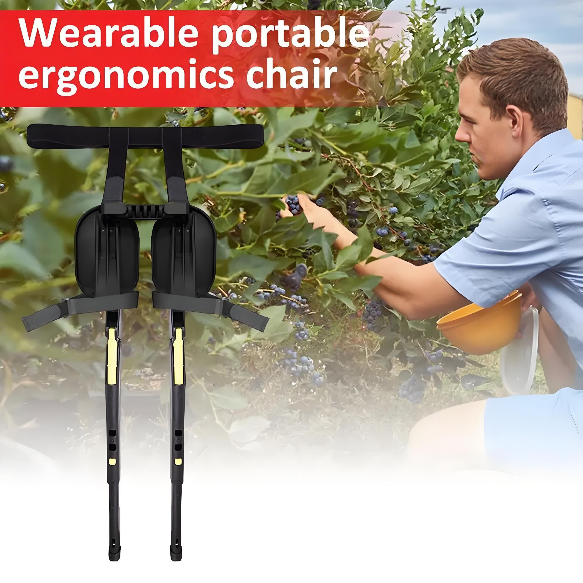 Adjustable Wearable Chair Invisible Seat, Chairless Chair Wearable Leg Ergonomics Lightweight Seat, Invisible Chair Wearable Exoskeleton Human, 3-5 Gear Heights Adjustable 150Kg (A)