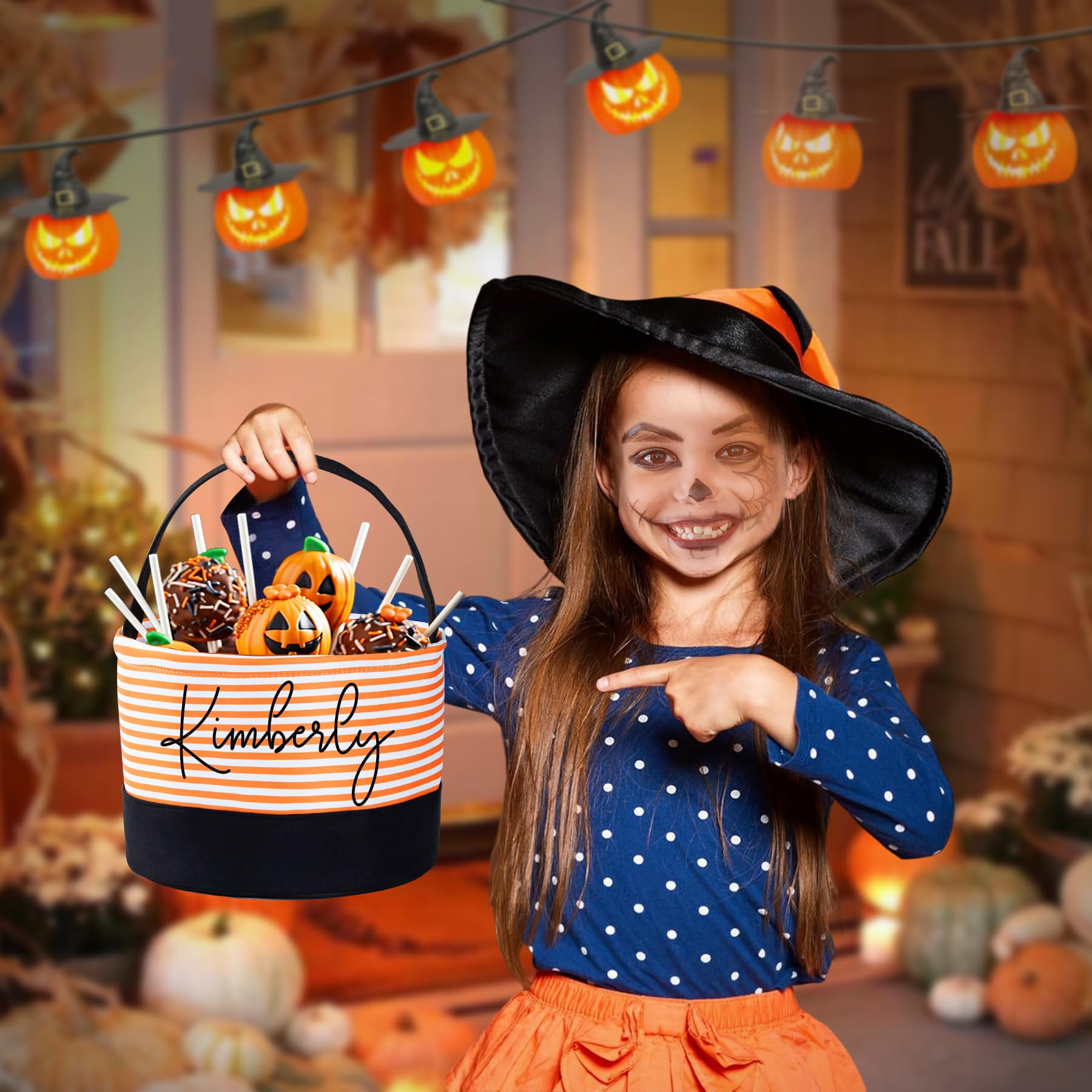 Personalized Halloween Basket - Monogrammed with Name,Trick or Treat Bags,Custom Basket,Candy Bucket for Halloween Party Favor