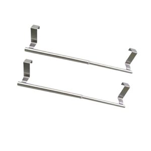 hootnee 2pcs stainless steel rack towel holder over cabinet towel rack towel stand towel racks towel hanger over cabinet towel storage rack kitchen towel hanger bath towel rod silver