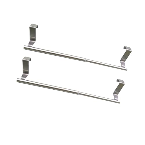 HOOTNEE 2pcs Stainless Steel Rack Towel Holder Over Cabinet Towel Rack Towel Stand Towel Racks Towel Hanger Over Cabinet Towel Storage Rack Kitchen Towel Hanger Bath Towel Rod Silver