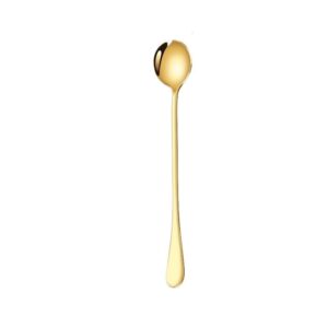 hideerppy silverware set, 1/4/6/8/10/12 pieces stainless steel long handle dessert spoon creative stirring ice cream spoon coffee spoon ice round spoon, home flatware set(gold,1 piece)