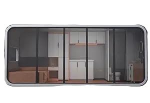 ZECTIQ Luxury Apple Cabin 20FT Prefab House, Bedroom and Bathroom with Shower, Fully Equiped, Premium Glass Windows and Door