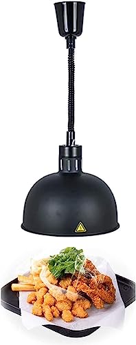 LINKANRUO Food Heat Lamp for Restaurant Hanging Heat Lamp Food Warmer Pendant with 250W Lamp, 60-180cm Length Buffet Food Heat Lamp Commercial Food Warmer Buffet Lamps(Black)