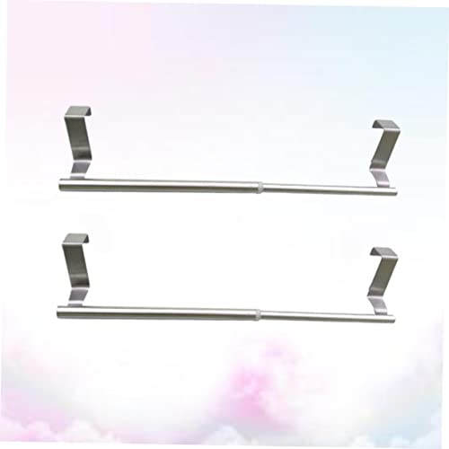 Anneome 2pcs Stainless Steel Rack Towel Rack Towel Holder Stand Towel Stand Kitchen Towel Hanger Towel Storage Rack Towel Hanger Over Cabinet Bath Towel Rod Bathroom Accessories Silver