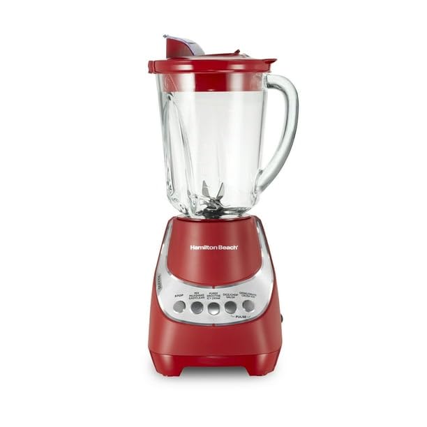 Wave Action Quiet Blender, 48 oz. Glass Jar, 12 Blending Functions, Red, 53531F,ICE-CRUSHING POWER WITH STAINLESS STEEL ICE SABRE BLADES AND 800 WATTS