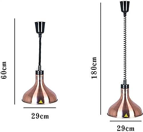 LINKANRUO Heat Lamp Food Warmer Light, Single Head Telescopic Chandelier, Adjustable Length 60-180cm for Home and Buffet Cafeteria Lamps(Gold)