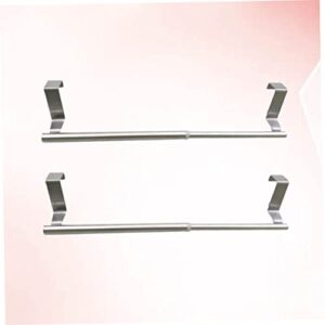 HOOTNEE 2pcs Stainless Steel Rack Towel Holder Over Cabinet Towel Rack Towel Stand Towel Racks Towel Hanger Over Cabinet Towel Storage Rack Kitchen Towel Hanger Bath Towel Rod Silver