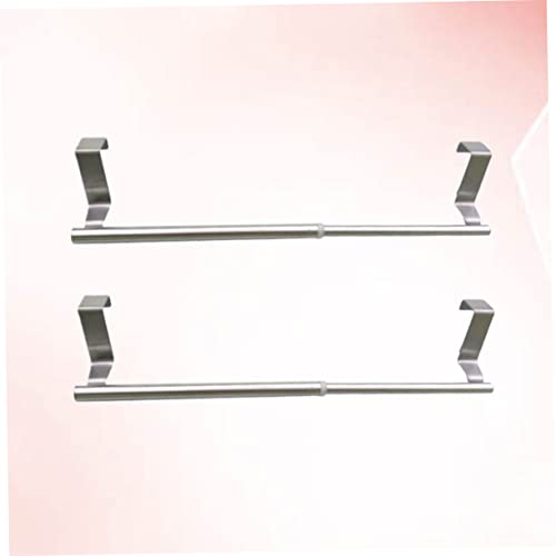 HOOTNEE 2pcs Stainless Steel Rack Towel Holder Over Cabinet Towel Rack Towel Stand Towel Racks Towel Hanger Over Cabinet Towel Storage Rack Kitchen Towel Hanger Bath Towel Rod Silver