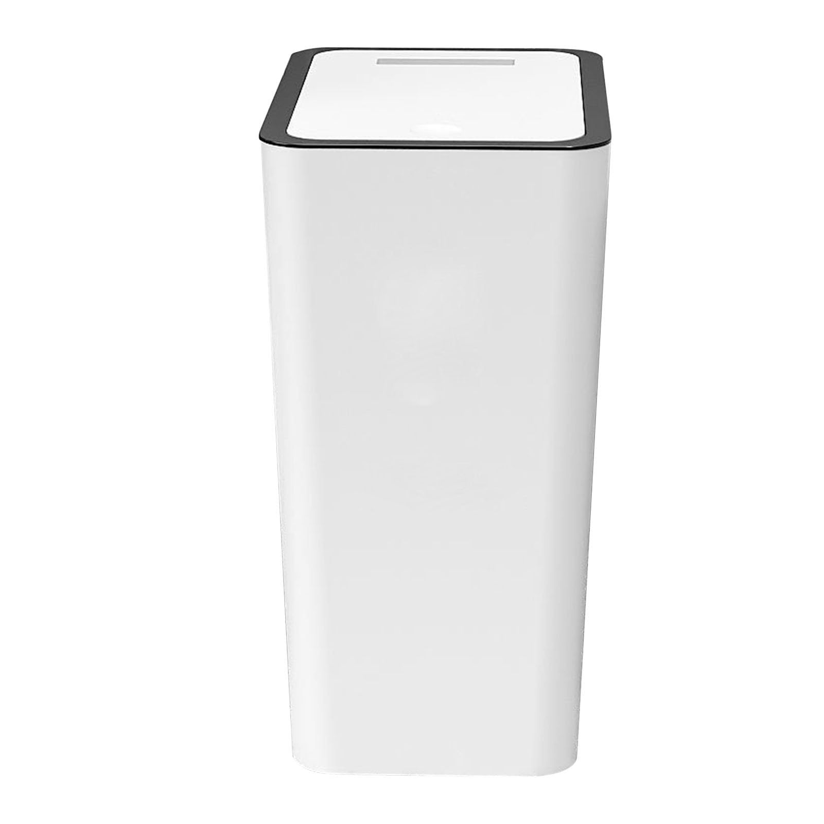 VIVIDPLOT Press Type Plastic Trash Can with Lid 15L Capacity White Bathroom Kitchen Garbage Bin