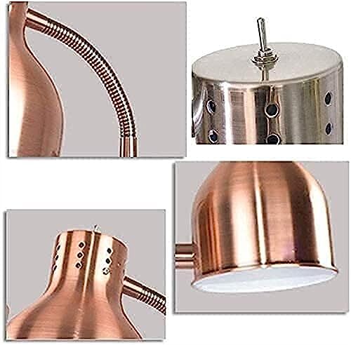 LINKANRUO Kitchen Heat Lamp Food Warmer Single/Double Bulbs Buffet Carving Station lamp Display Heating Preservation Light,Portable 250 watt Heat Lamp Lamps(Silver,Double Head)