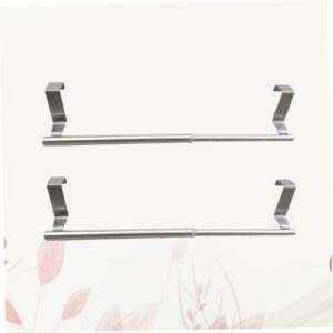 SHOWERORO 2pcs Bath Towel Rod Towel Holder Stand Towel Rack Kitchen Towel Hanger Towel Hanger Over Cabinet Towel Stand Towel Storage Rack Stainless Steel Rack Bathroom Accessories Silver