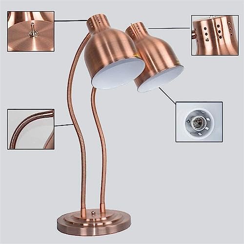 LINKANRUO Heat Lamp Food Warmer Kitchen Heat Lamp, Hotel Kitchen, Cafeterias Food Heat Lamp Food Heat Reference Table Lamp Display Stand Lamp Hood Cutting Lamp Lamps(Bronze,Double Head)