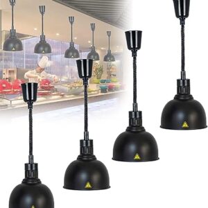 LINKANRUO Food Heat Lamp for Restaurant Hanging Heat Lamp Food Warmer Pendant for Restaurant Heating Lamp Buffet Heat Lamp for Food Warming,Restaurant Supplies or Home Use Food Service,Black-4pack Lam