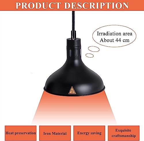 LINKANRUO Food Warmer Lamp Food Heat Lamp Warmer Food Heating Lamp 250W Hanging Retractable Adjustable Food Heat Lamp Restaurant Service Warmer Lamps