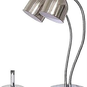 LINKANRUO Kitchen Heat Lamp Food Warmer Single/Double Bulbs Buffet Carving Station lamp Display Heating Preservation Light,Portable 250 watt Heat Lamp Lamps(Silver,Double Head)