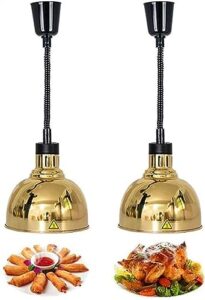 linkanruo hanging food heat lamp restaurant, food heat lamp 2 pack food warmer lamp, food heating lamp commercial food service heat lamp 110v lamps(gold)