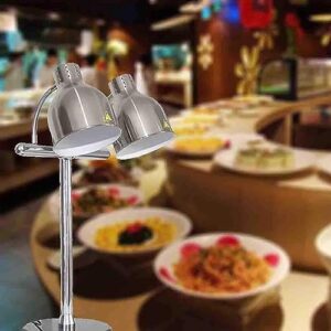 LINKANRUO Food Heating Lamp, Double Heat Lamp Food Warmer, with Scattered Vents and Dual 250w Bulbs, Restaurant Kitchen Buffet Warmer Table, Free Standing Commercial and Home Use Lamps(Silver)